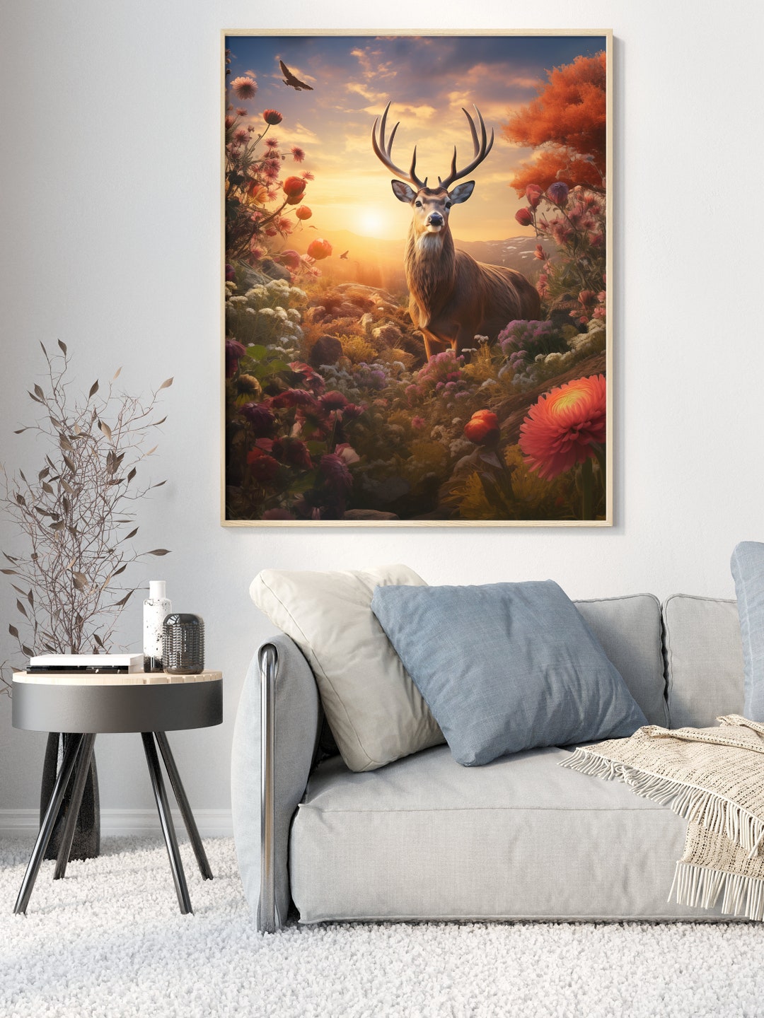 Deer in a Meadow Landscape With Many Colorful Flowers, Ultra High ...
