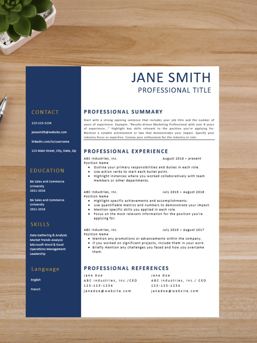 Resume Template, Executive Resume Template, Clean Resume Template for ...