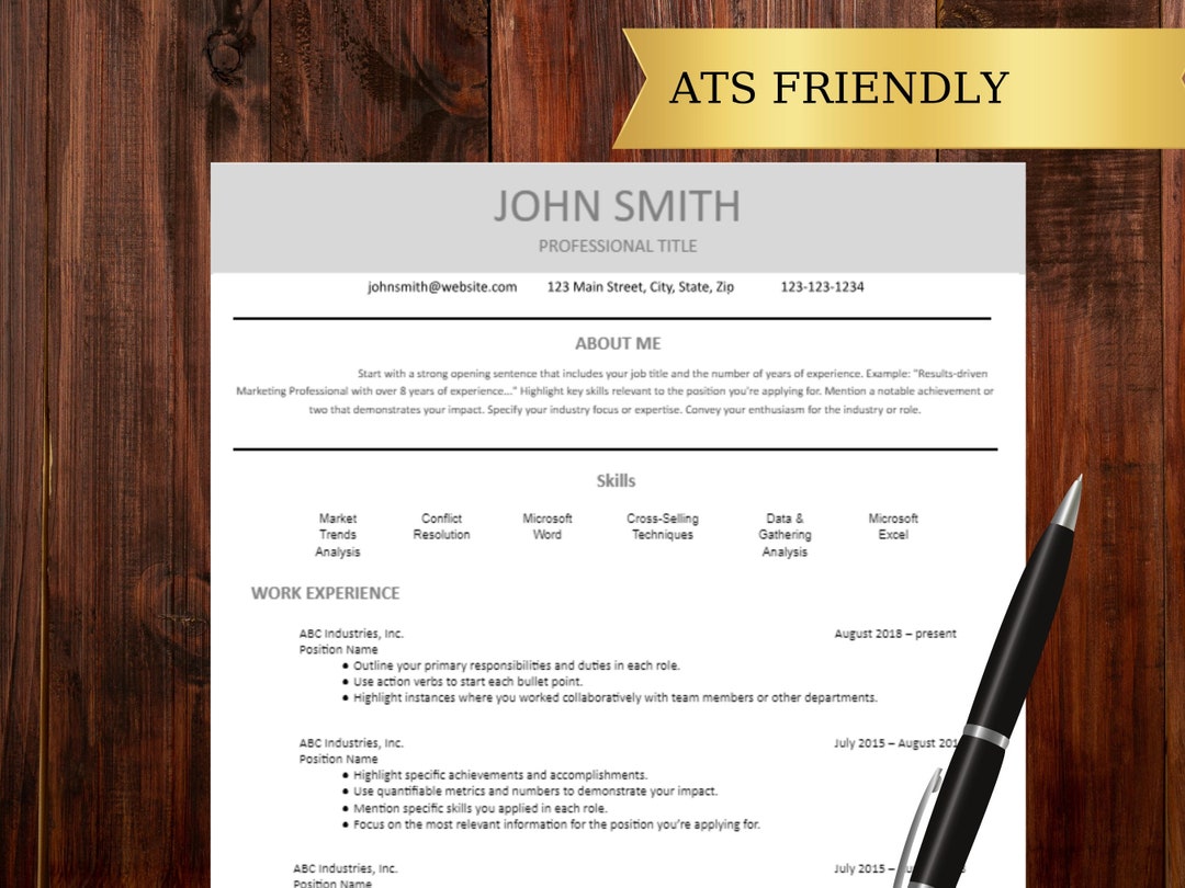 Modèle de CV ATS modèle de CV exécutif modèle de CV - Etsy France