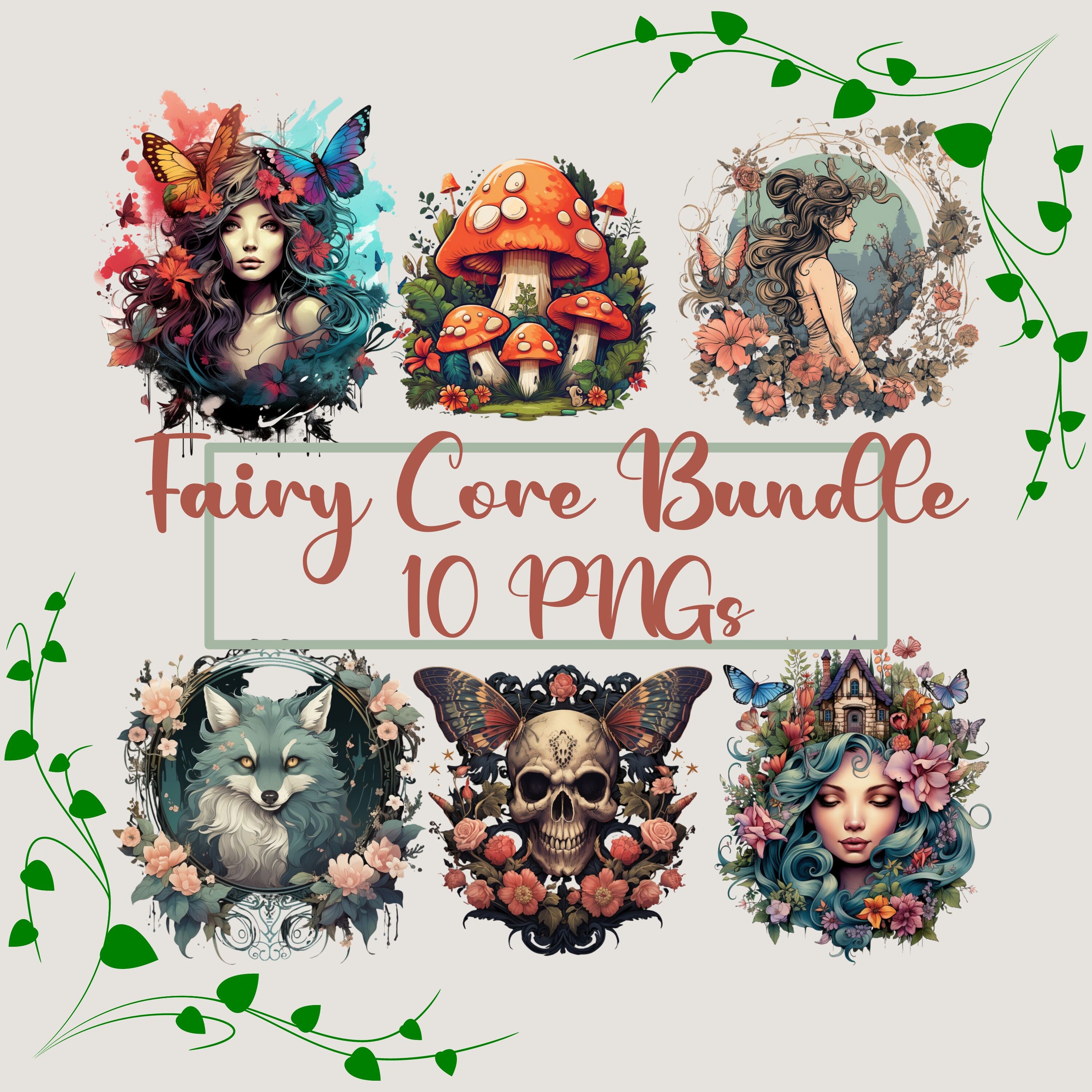 PNG Bundle Mushroom Png Wolf Png Butterflies Png Fairycore Cottage Core ...