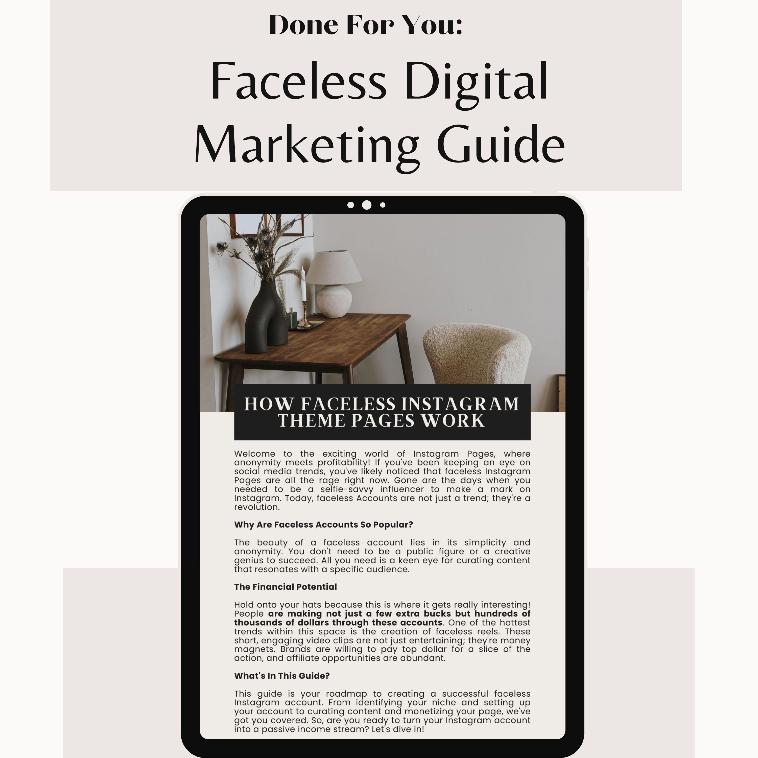 Done for You Digital Marketing Faceless Influencer Marketing PLR ...