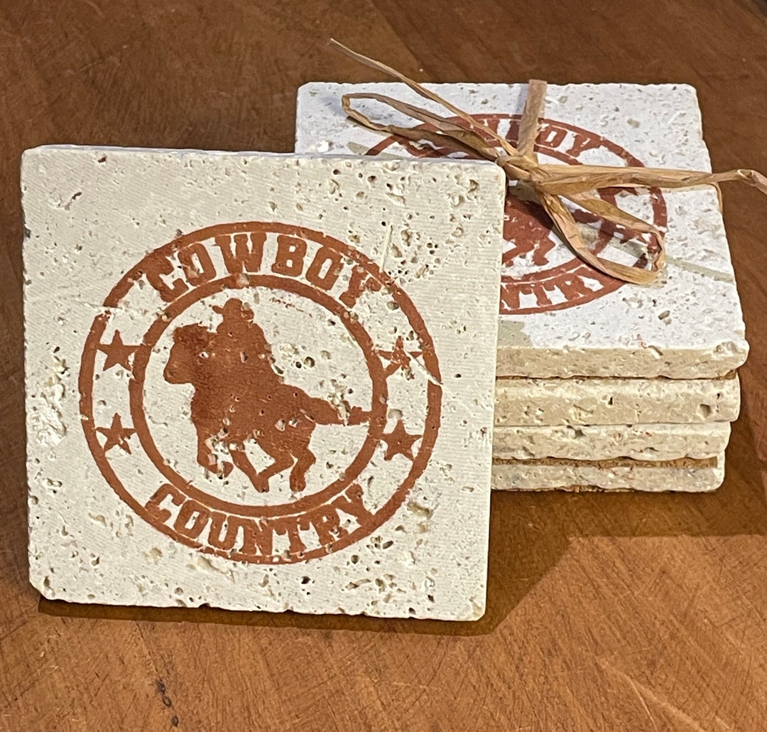 COWBOY COUNTRY Coasters, Travertine Coasters, Western Coasters, Rustic ...