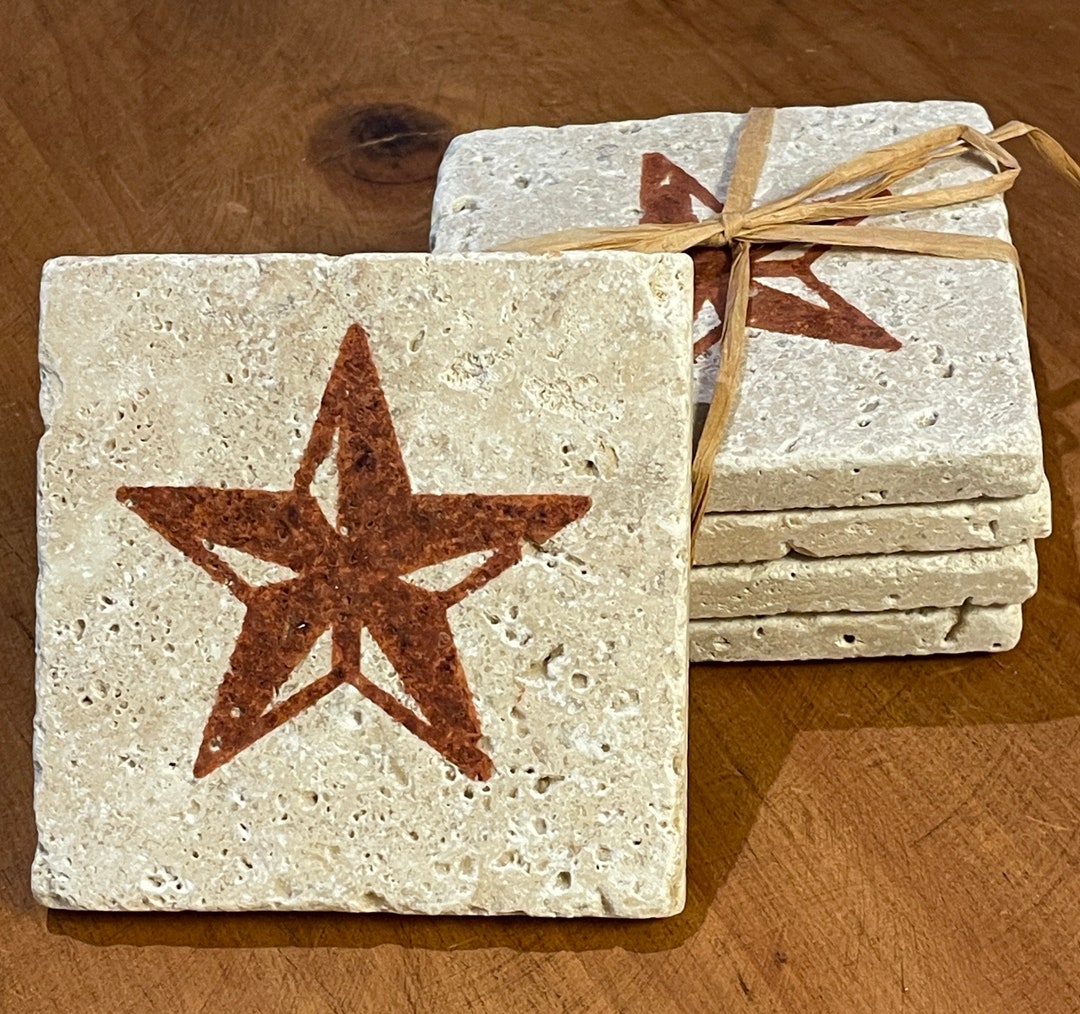 TEXAS STAR COASTER, Travertine Coasters, Western Coasters, Rustic ...