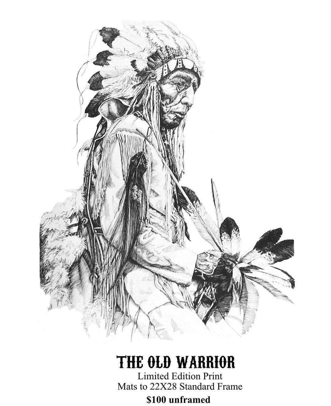 OLD WARRIOR, Native American Cheyenne Indian Chief, Limited Edition ...