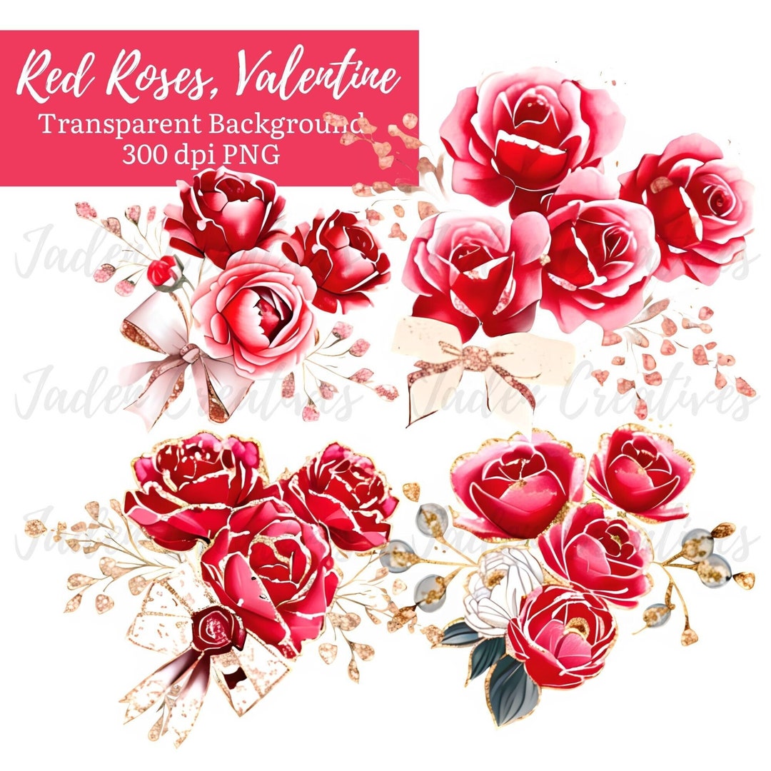 Red Rose Clipart, Red Rose PNG, Valentine Clipart, Valentine Rose PNG ...