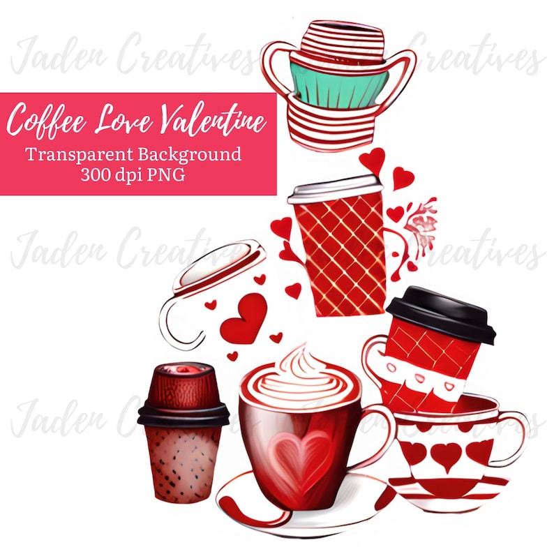 Coffee Valentine Clipart, Red Coffee PNG, for Coffee Lovers Clipart ...