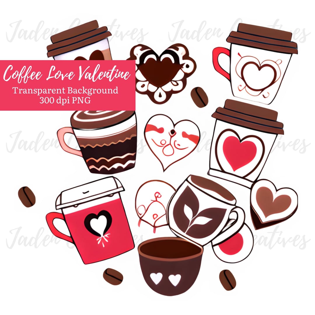 Coffee Valentine Clipart, Red Coffee PNG, for Coffee Lovers Clipart ...