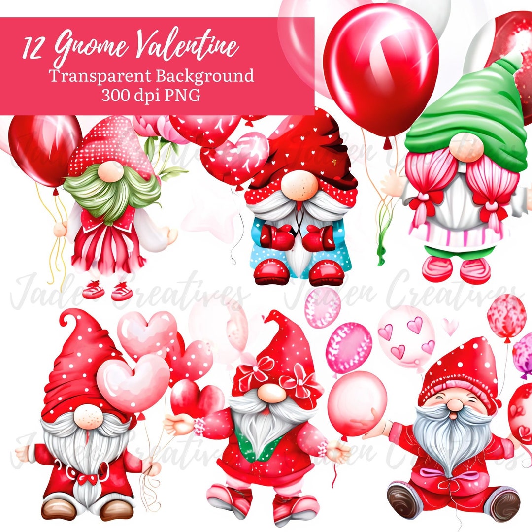 Gnome Valentine Clipart, Valentine Gnome PNG, Cute Gnome Valentine ...