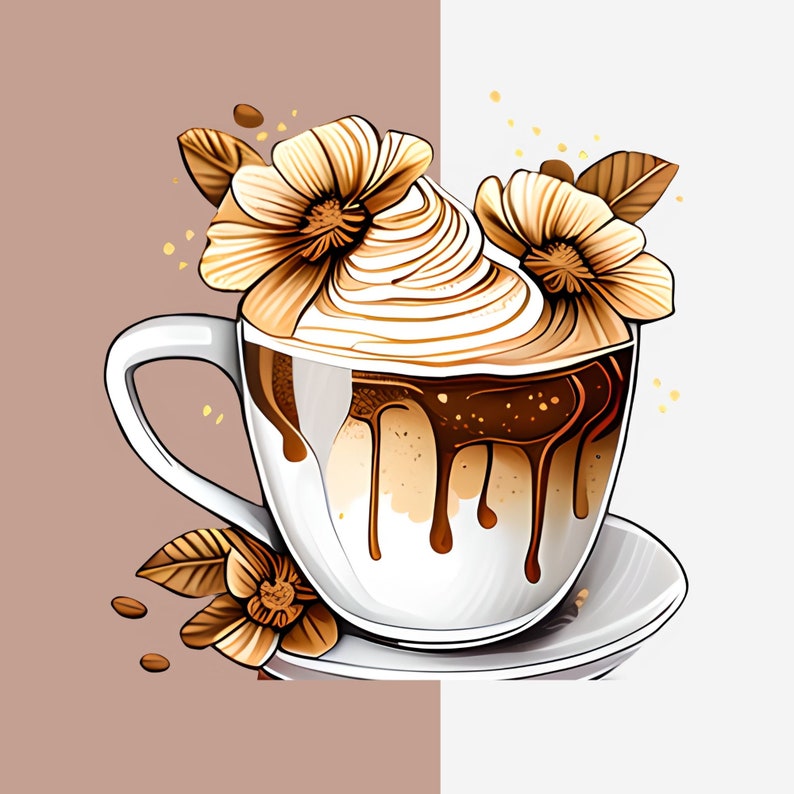 Coffee Mug Clipart, Coffee and Flower PNG, for the Coffee Lovers ...