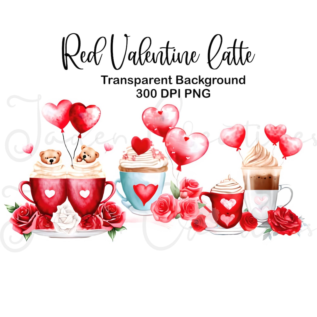Coffee Latte Valentine Clipart, Red Coffee PNG, for Coffee Lovers ...