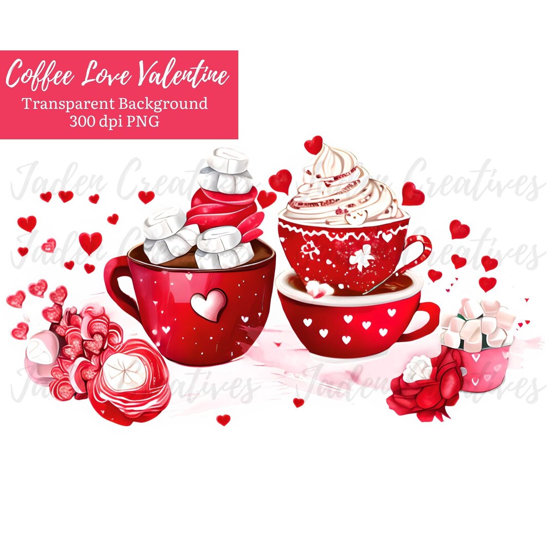 Coffee Valentine Clipart, Red Coffee PNG, for Coffee Lovers Clipart ...
