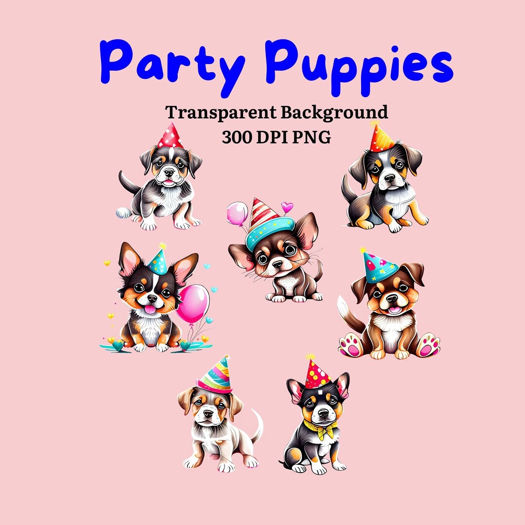 Party Hat Puppies, Cute Party Puppies for Birthdays, Birthday Party ...