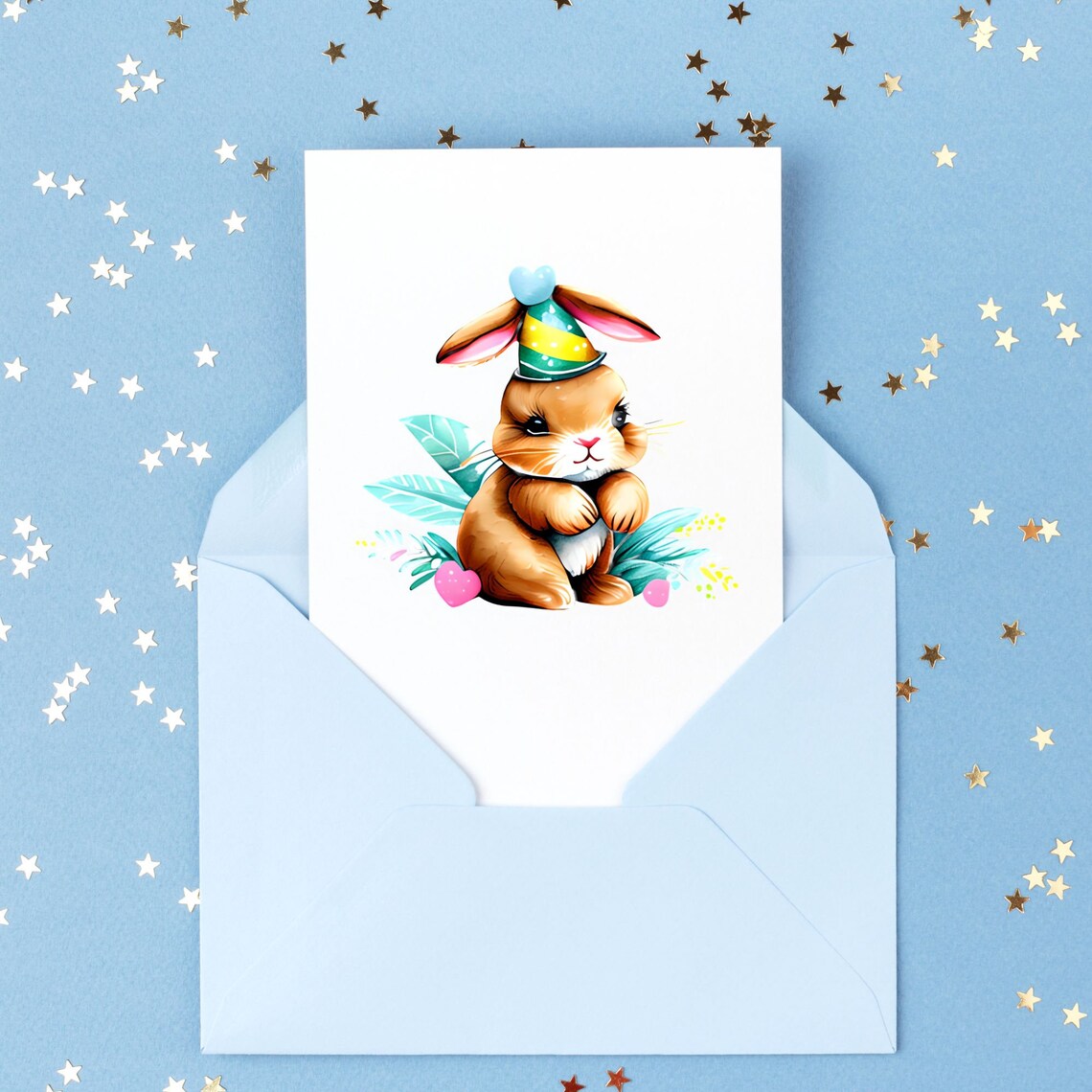 Party Bunny Clipart, Bunny Birthday Clipart, Watercolor Bunny Clipart ...