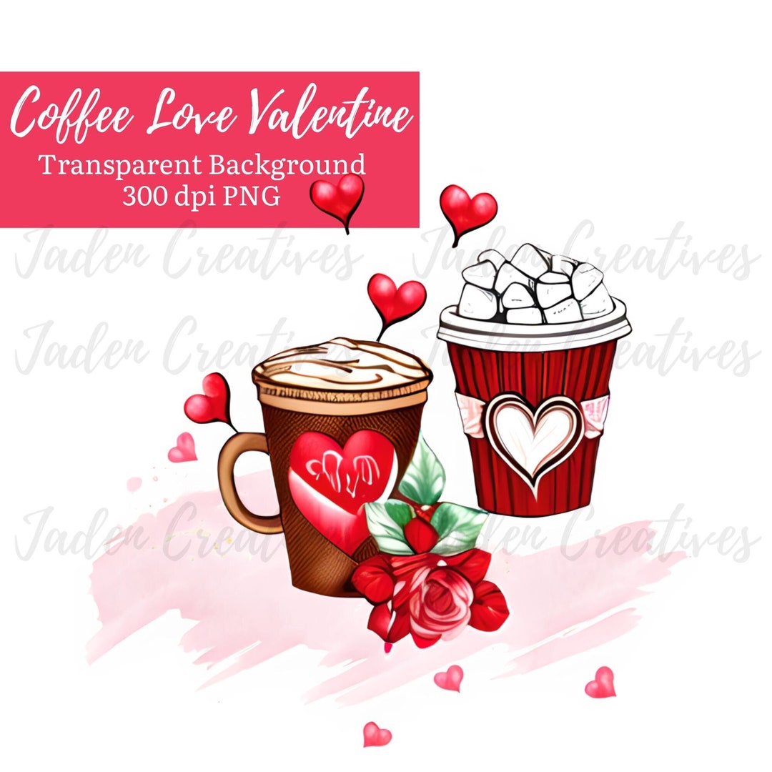 Coffee Valentine Clipart, Red Coffee PNG, for Coffee Lovers Clipart ...