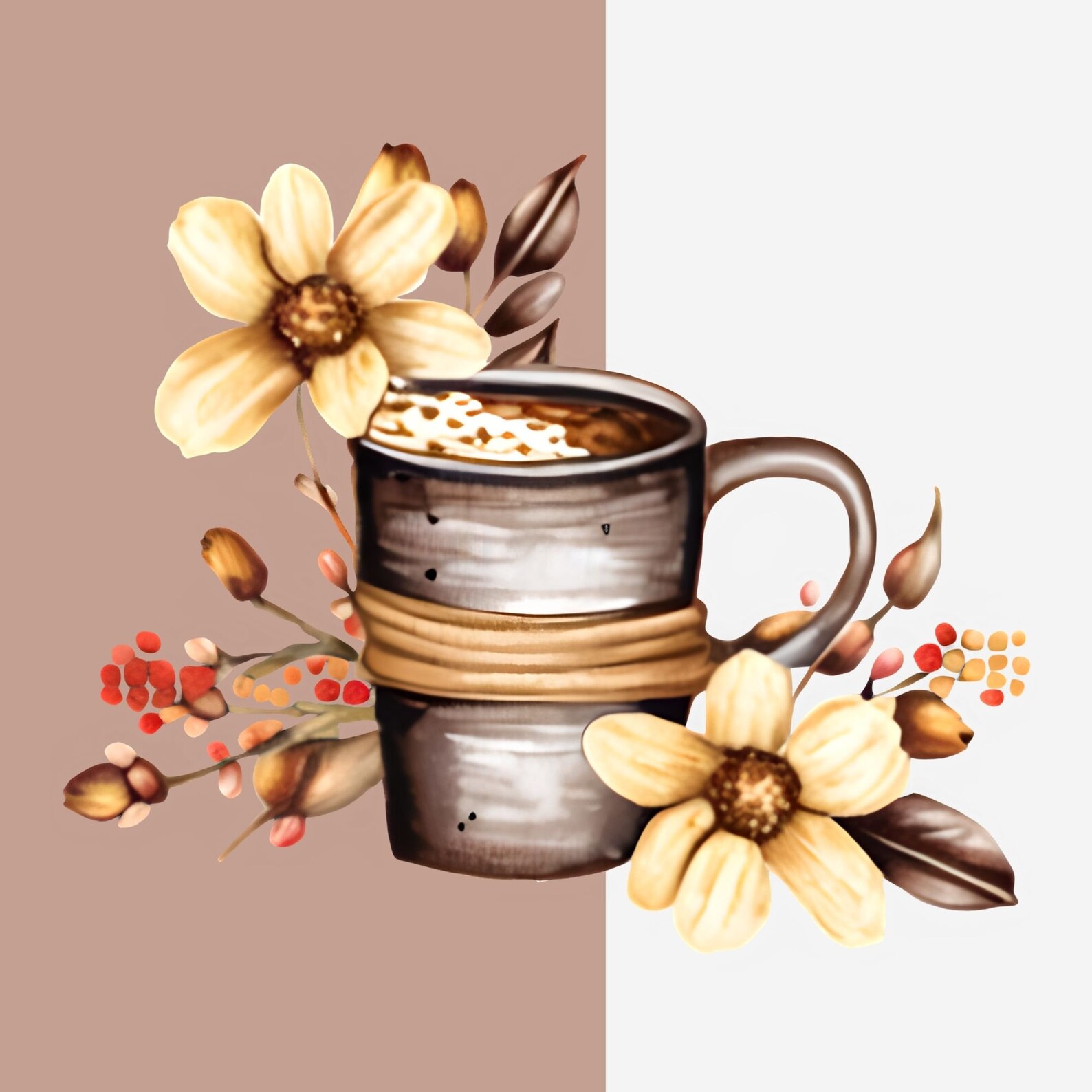 Coffee Mug Clipart, Rustic Coffee Cup PNG, for the Coffee Lovers ...