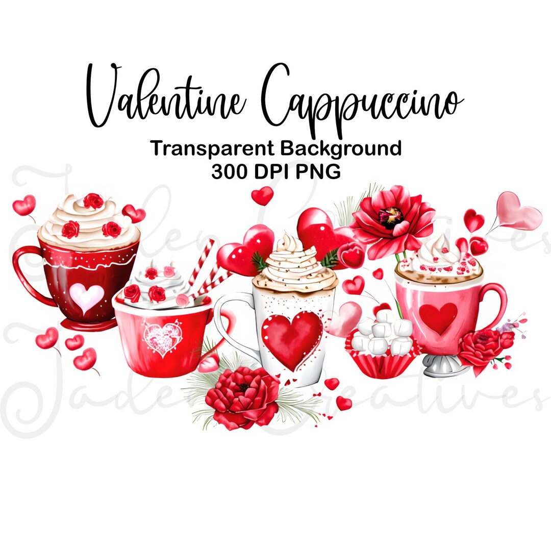 Coffee Cups Valentine Clipart, Red Coffee PNG, for Coffee Lovers ...