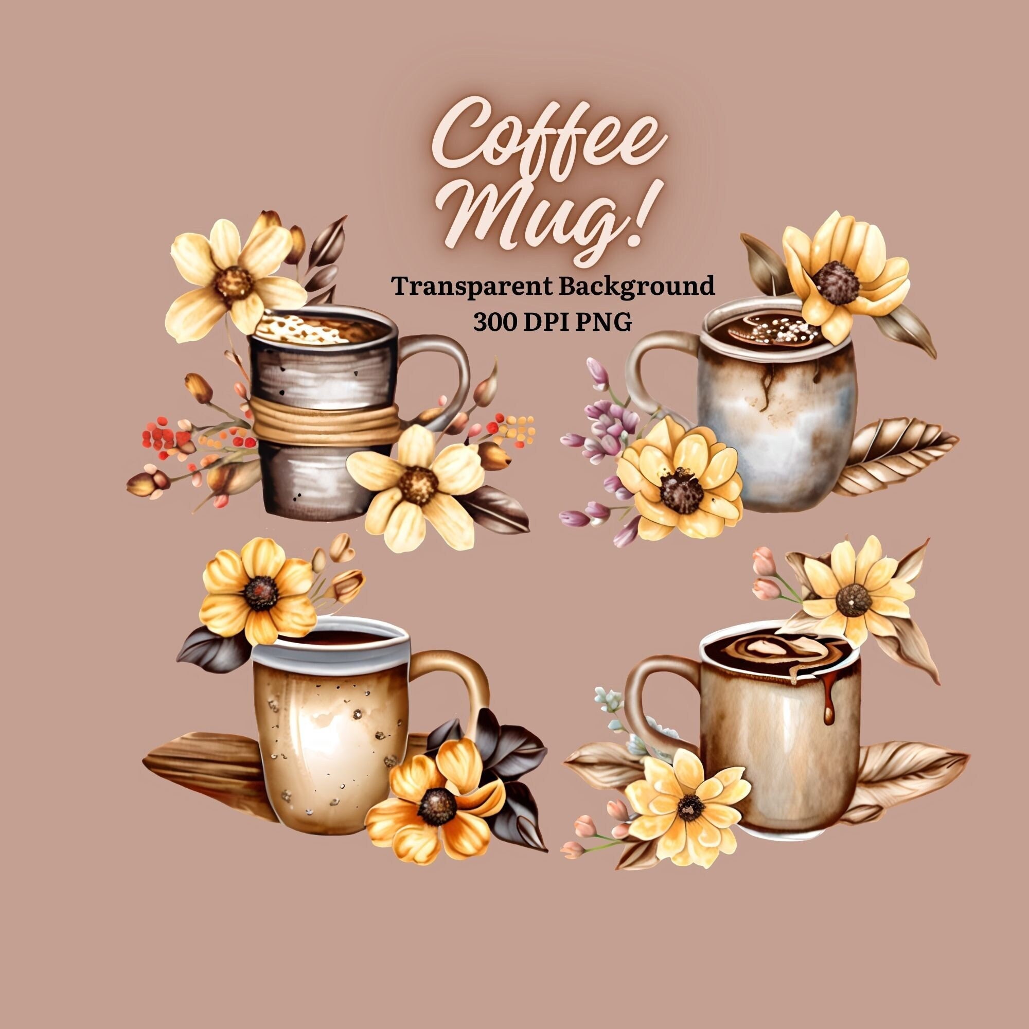 Coffee Mug Clipart, Rustic Coffee Cup PNG, for the Coffee Lovers ...