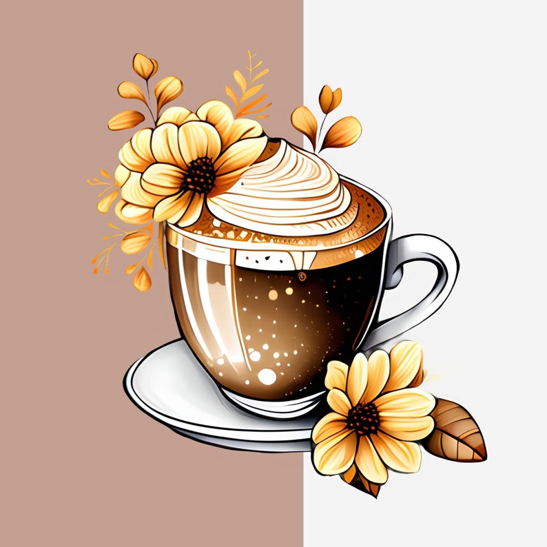 Coffee Mug Clipart, Coffee and Flower PNG, for the Coffee Lovers ...