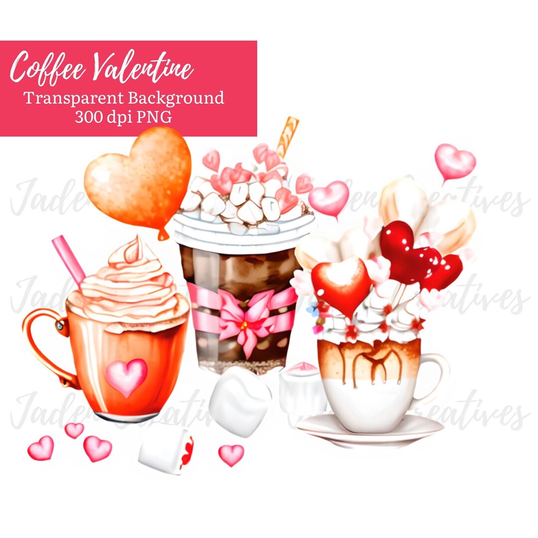 Coffee Cups Valentine Clipart, Red-orange Coffee PNG, Coffee Lovers ...