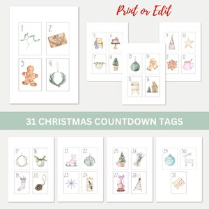 Printable Advent Calendar, Customizable Christmas Gift Tags, Christmas ...