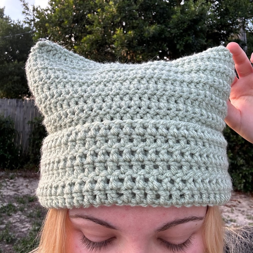 Crochet Cat Ear Beanie, Crochet Cat Ear Hat, Crochet Cat Beanie, Trendy ...