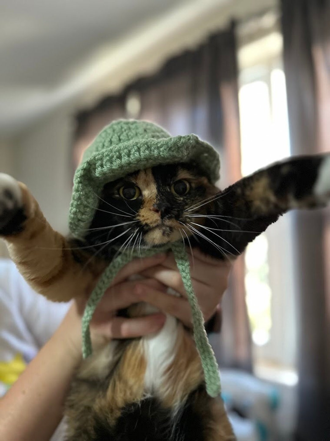 Crochet Cat Bucket Hat: Handmade Customizable Color Pet Accessory - Etsy