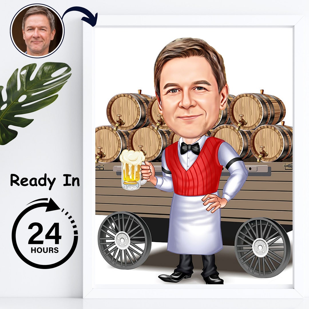 Personalized Bartender Caricature, Mixologist, Barman Gifts, Barman ...