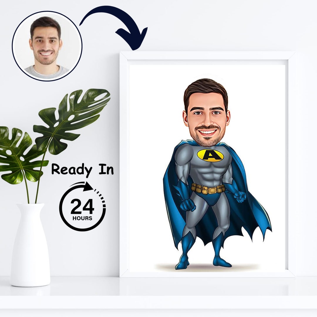 Personalized Superhero A Caricature Art, Custom Superhero Caricature ...