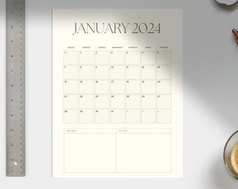 Simple and Minimal Monthly Printable Planner 2024 Calendar Printable - Etsy