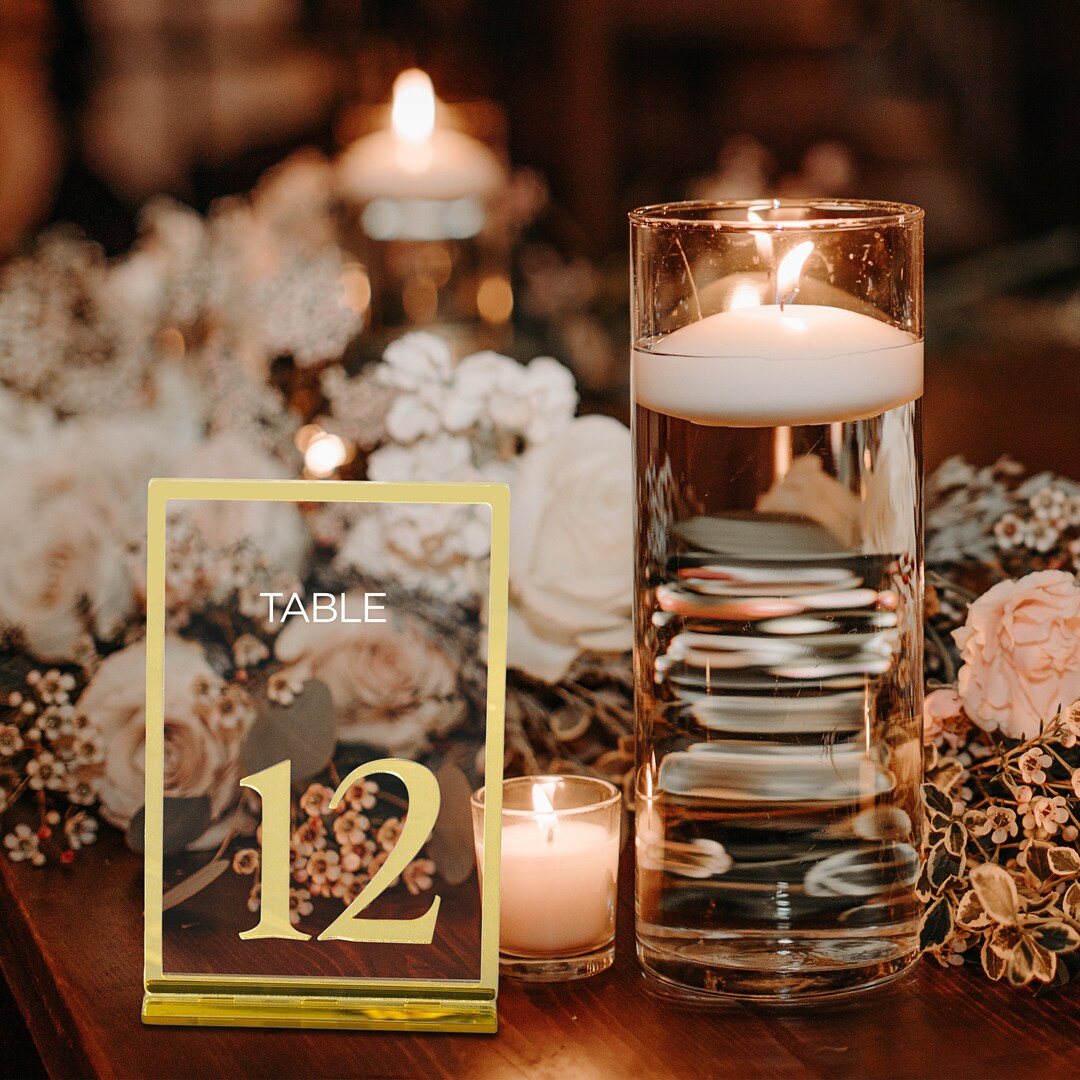 Wedding Table Numbers Modern Gold Mirror Acrylic Table Numbers, 4x6 ...