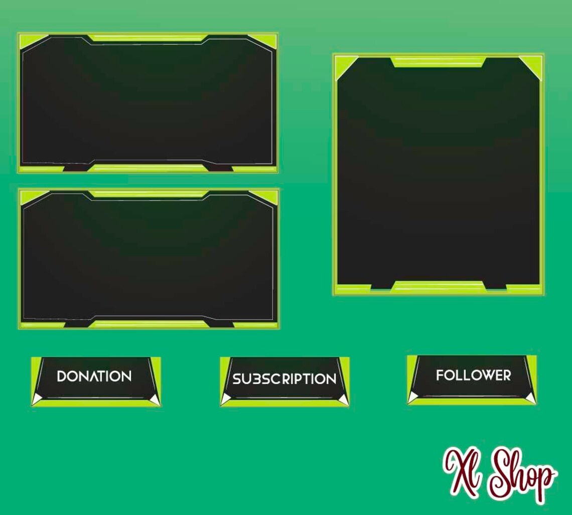 Futuristic Dark Gaming Screen Overlay With Green Accents for Live ...