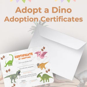 Adopt a Dinosaur Adoption Certificates | Dinosaur Themed Birthday Party ...