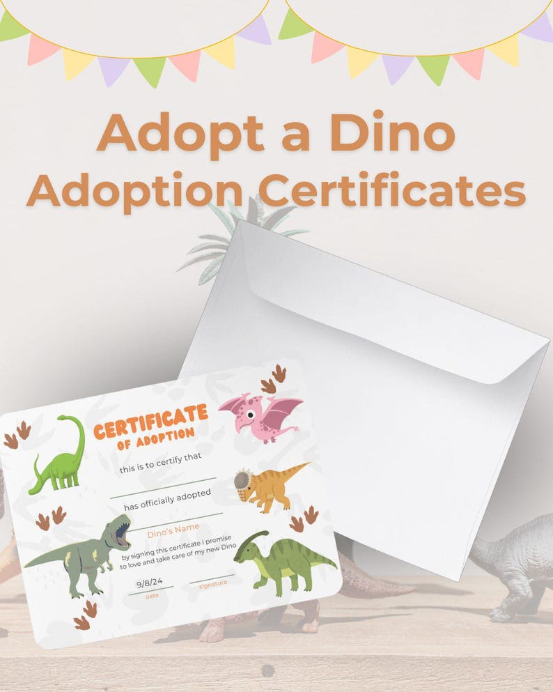 Adopt a Dinosaur Adoption Certificates | Dinosaur Themed Birthday Party ...