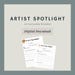 Elementary Artist Spotlight Worksheet | Art Curriculum Worksheet ...