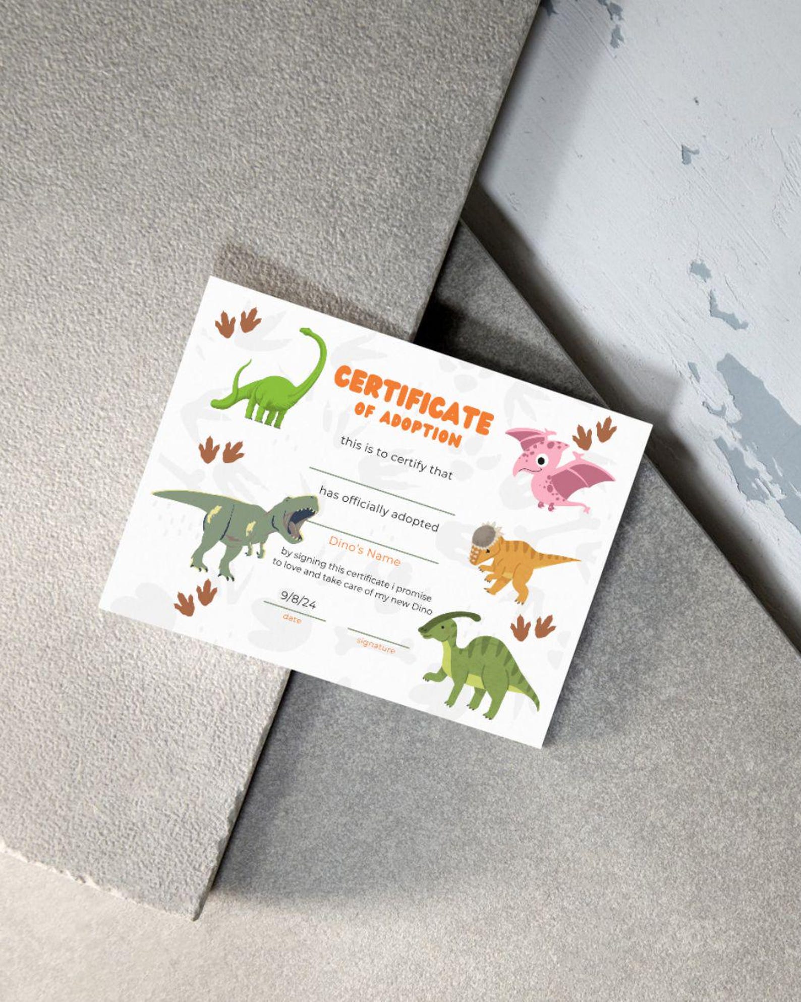 Adopt a Dinosaur Adoption Certificates | Dinosaur Themed Birthday Party ...
