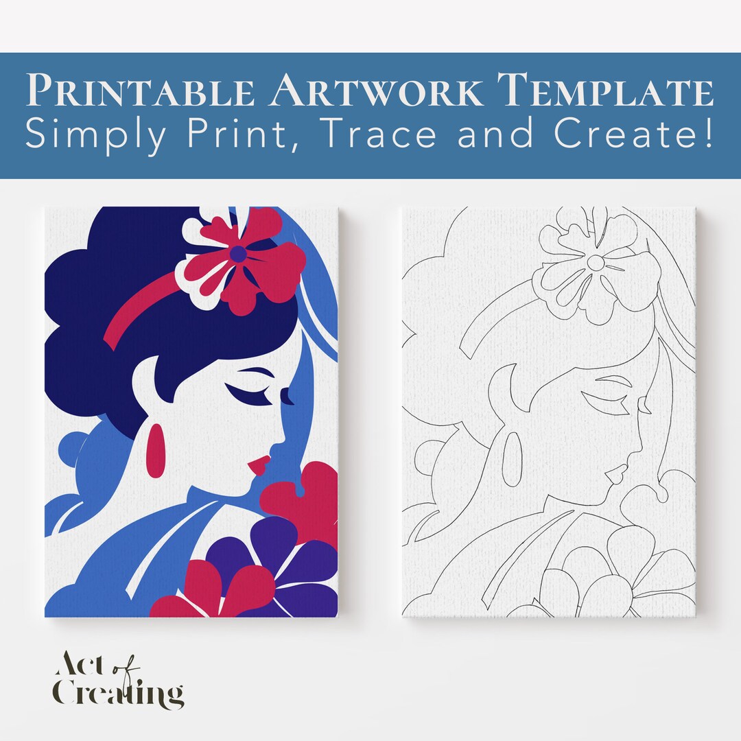 Printable Trace Artwork Template Geranium Lady Instant Download Tracing ...