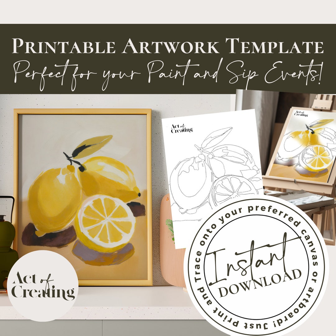 Lemons Printable Artwork Template Digital Download Unique Artwork ...