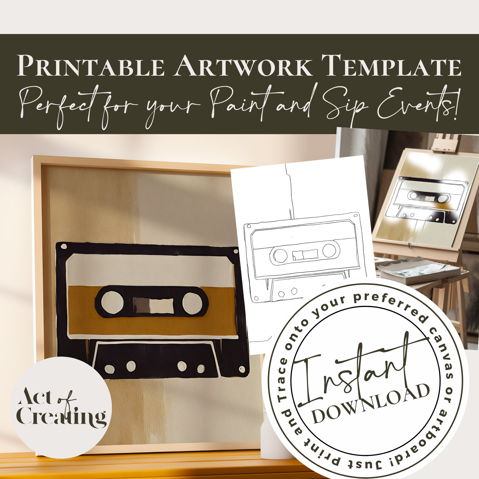 Cassette Tape Printable Artwork Template Digital Download Perfect for ...