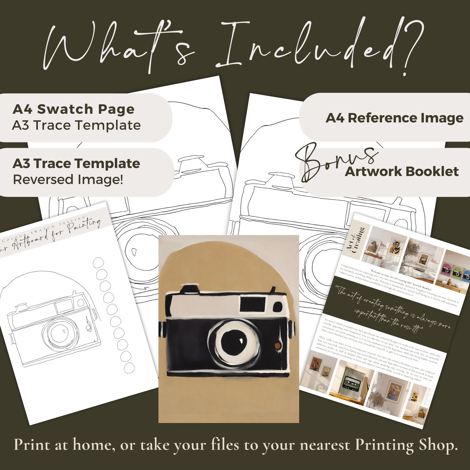 Camera Printable Artwork Paint Template Perfect for Your Paint and Sip ...