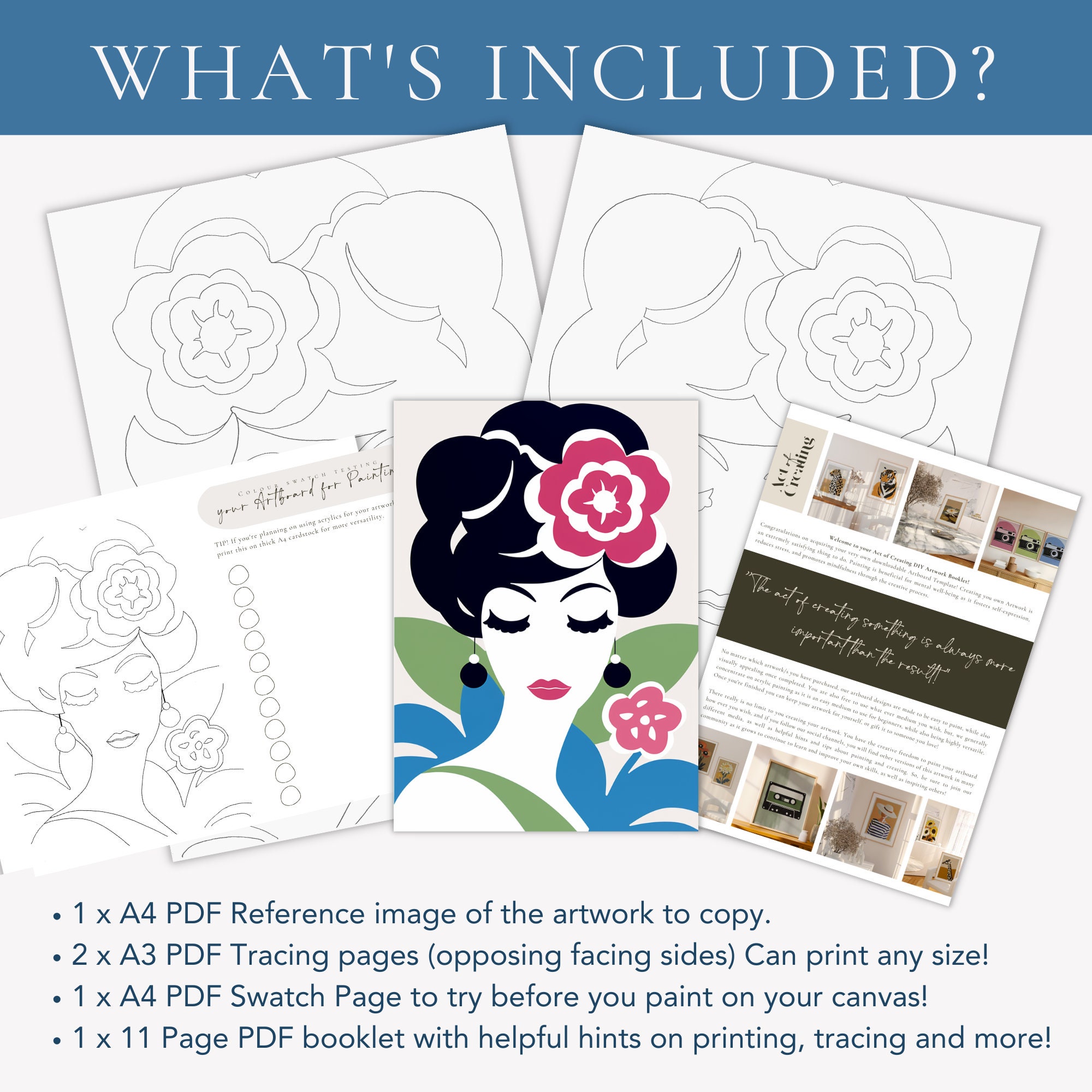 Printable Trace Artwork Template Carnation Lady Instant Download ...