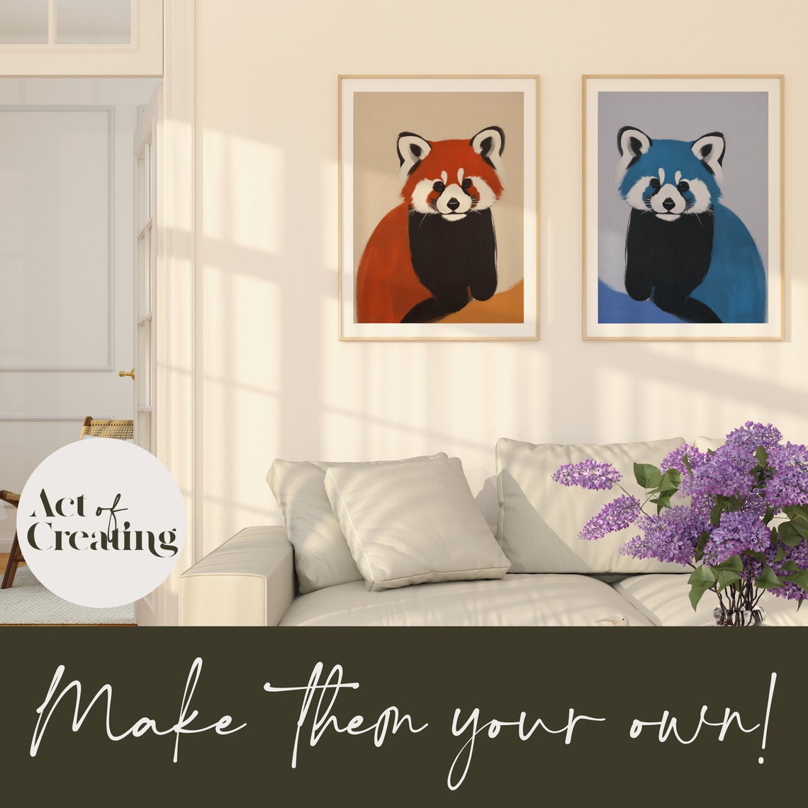 Red Panda Printable Artwork Template Digital Download Printable Red ...