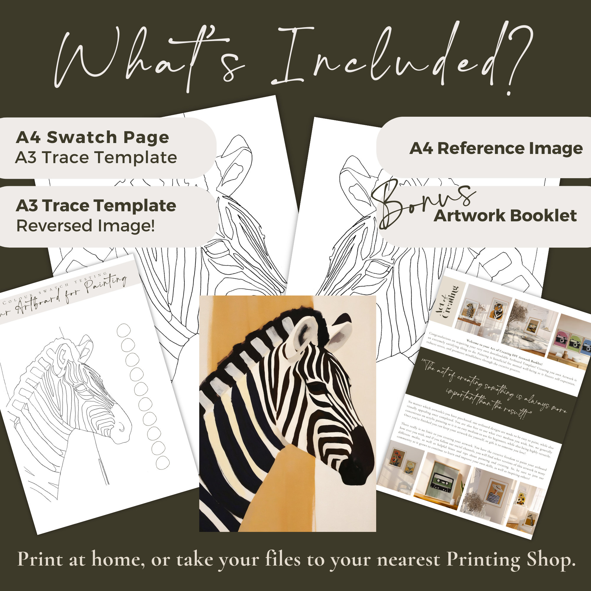 Zebra Printable Artwork Template Digital Download Wildlife Animals ...