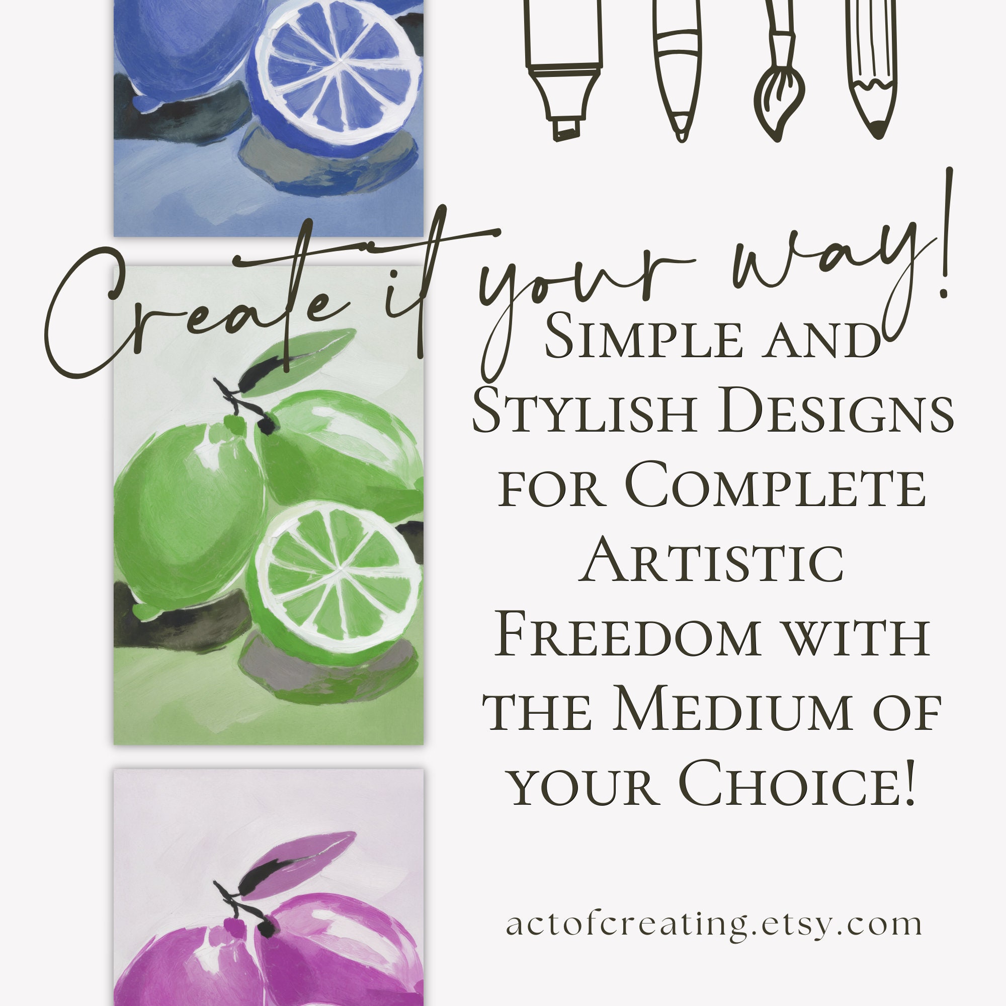 Lemons Printable Artwork Template Digital Download Unique Artwork ...