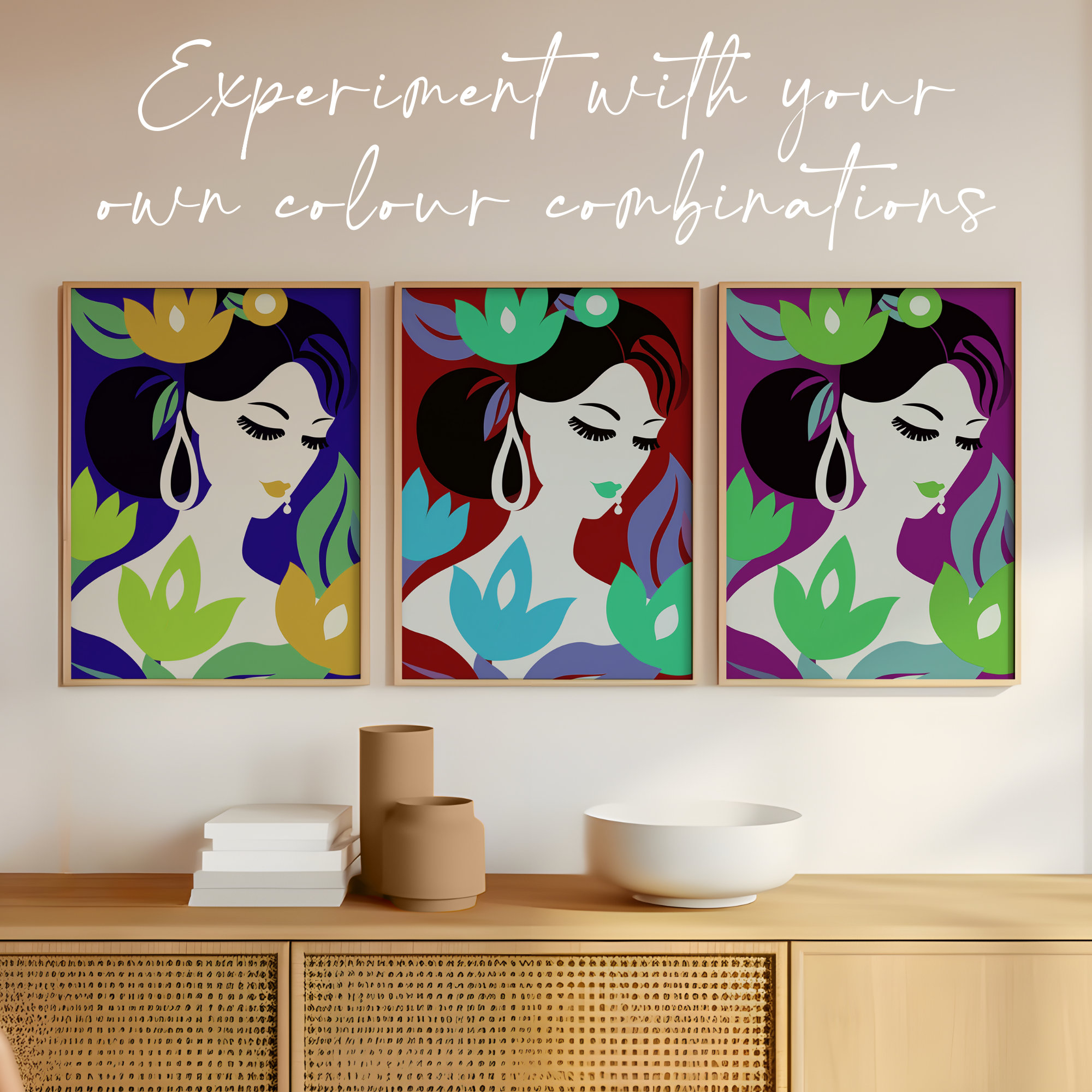 Printable Trace Artwork Template Tulip Lady Abstract Instant Download ...