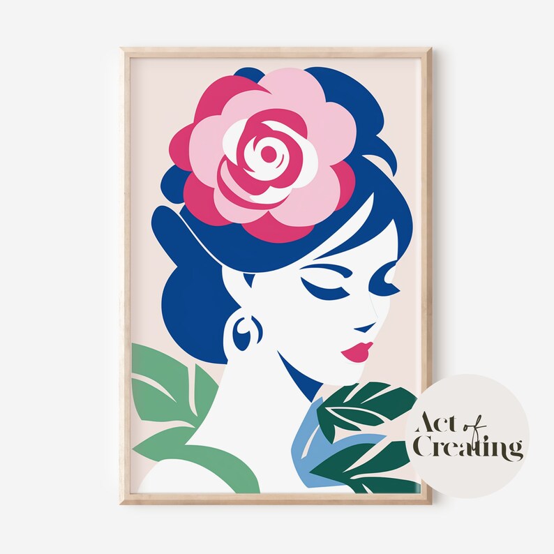 Printable Trace Artwork Template Sunflower Pink Rose Instant Download ...