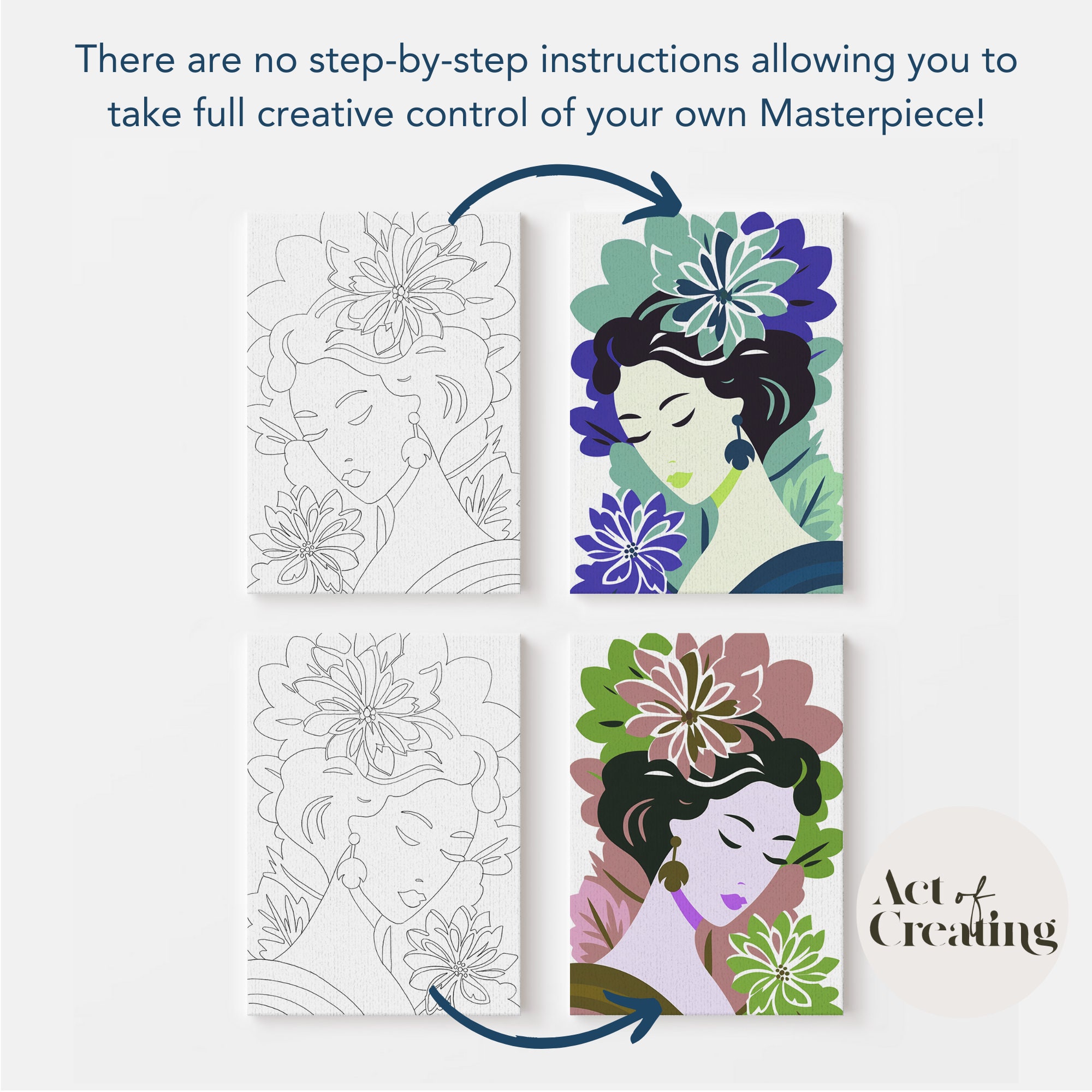 Printable Trace Artwork Template Chrysanthemums Lady Instant Download ...