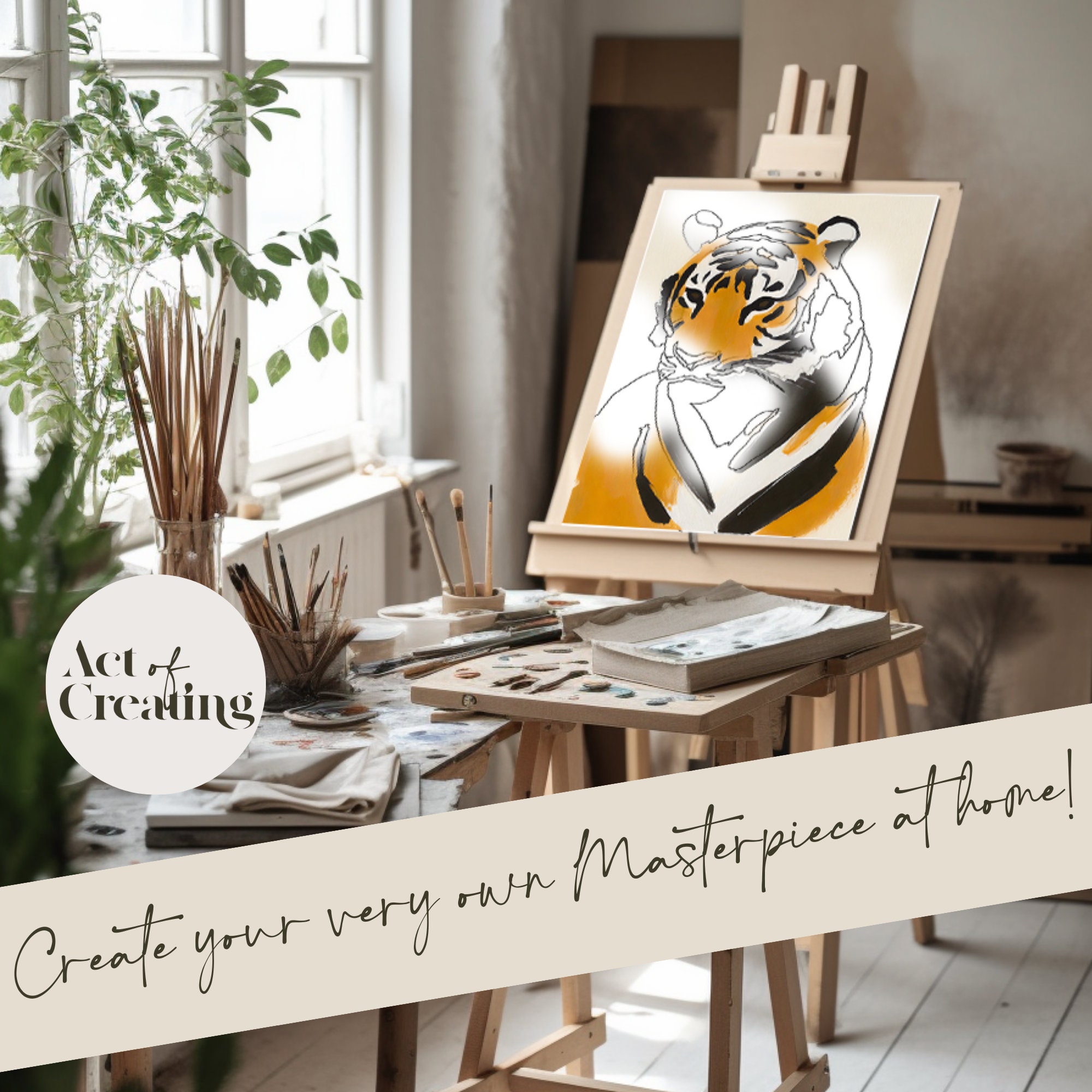 Tiger Printable Artwork Template Instant Download Minimalist Modern ...