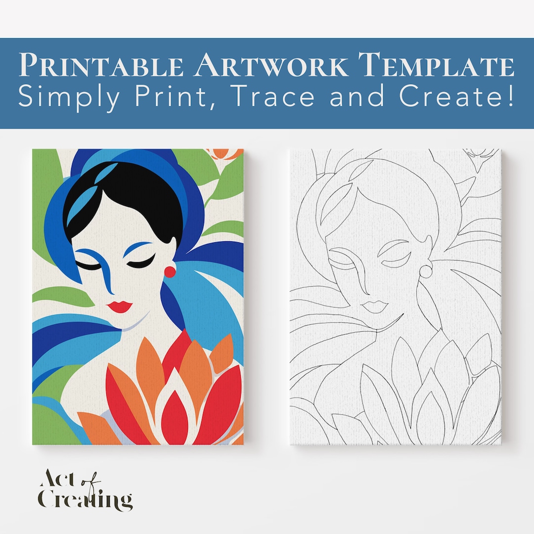 Printable Trace Artwork Template Waratah Lady Instant Download Tracing ...