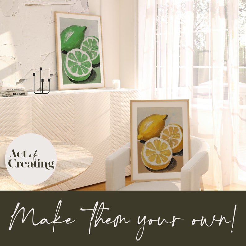 Lemons Printable Artwork Template Digital Download Unique Artwork ...