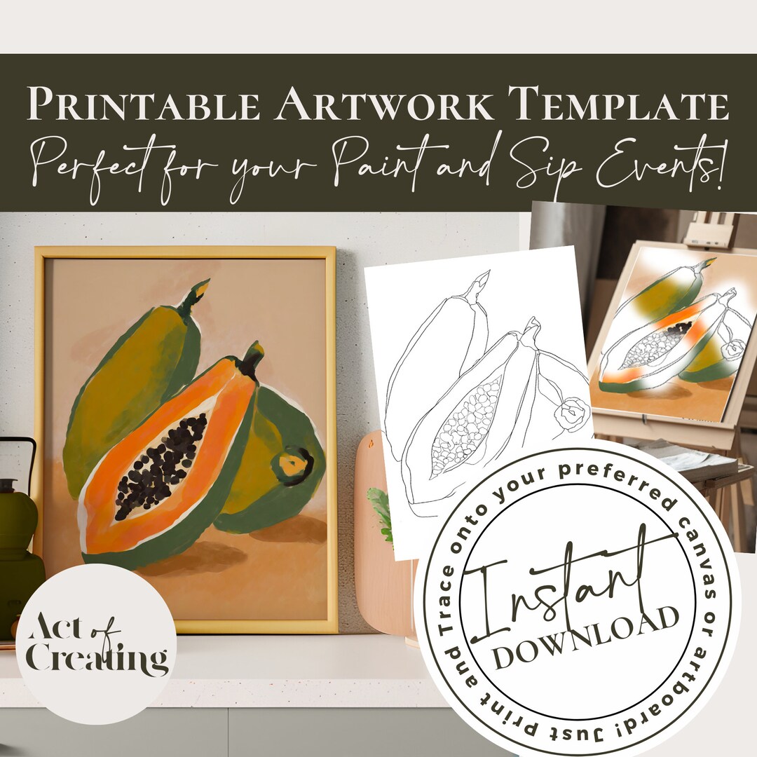 Papayas Printable Artwork Template Digital Download Artwork for ...